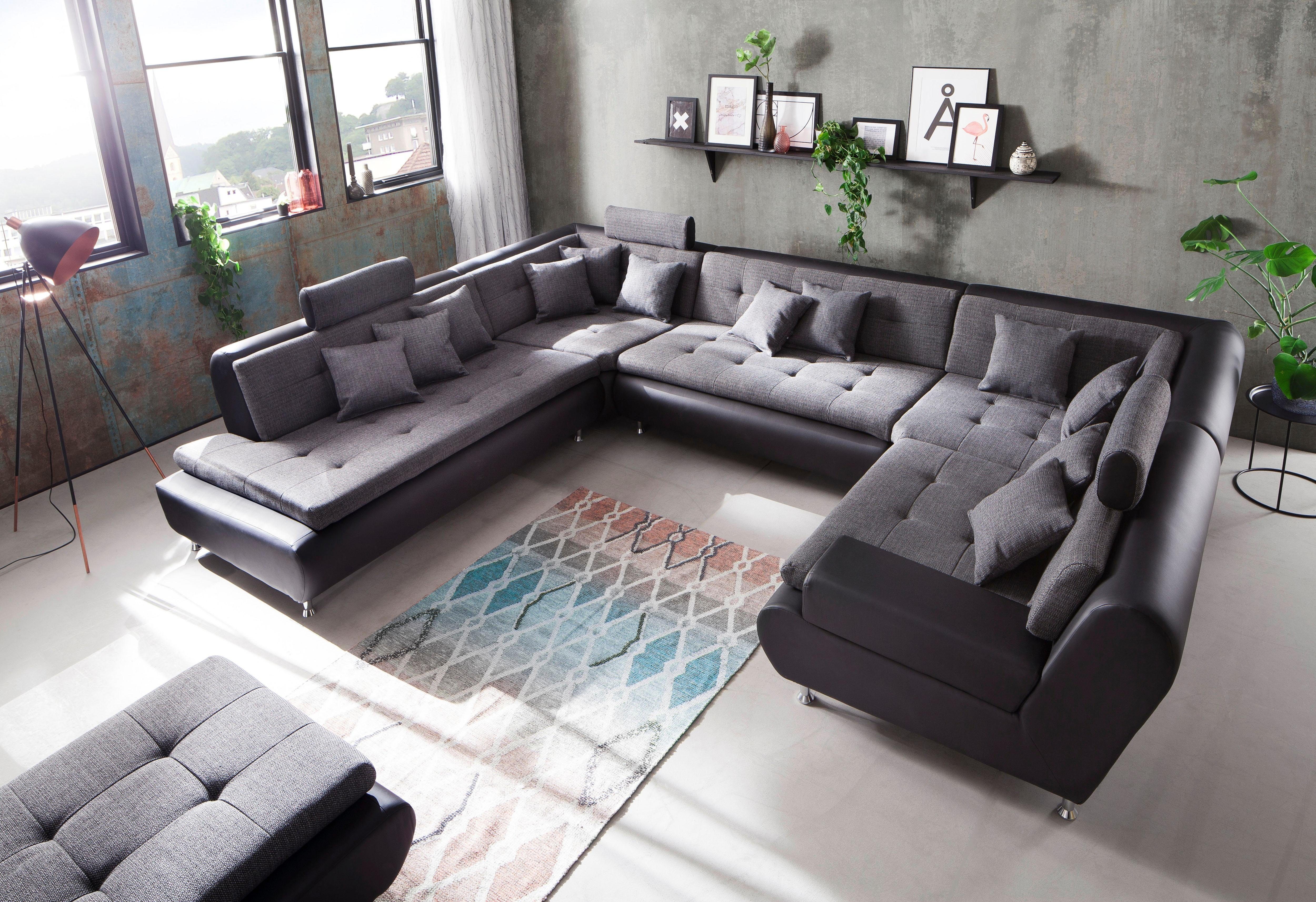 Trends By Hg Wohnlandschaft Lounge U Form Mit Kopfstützen Und