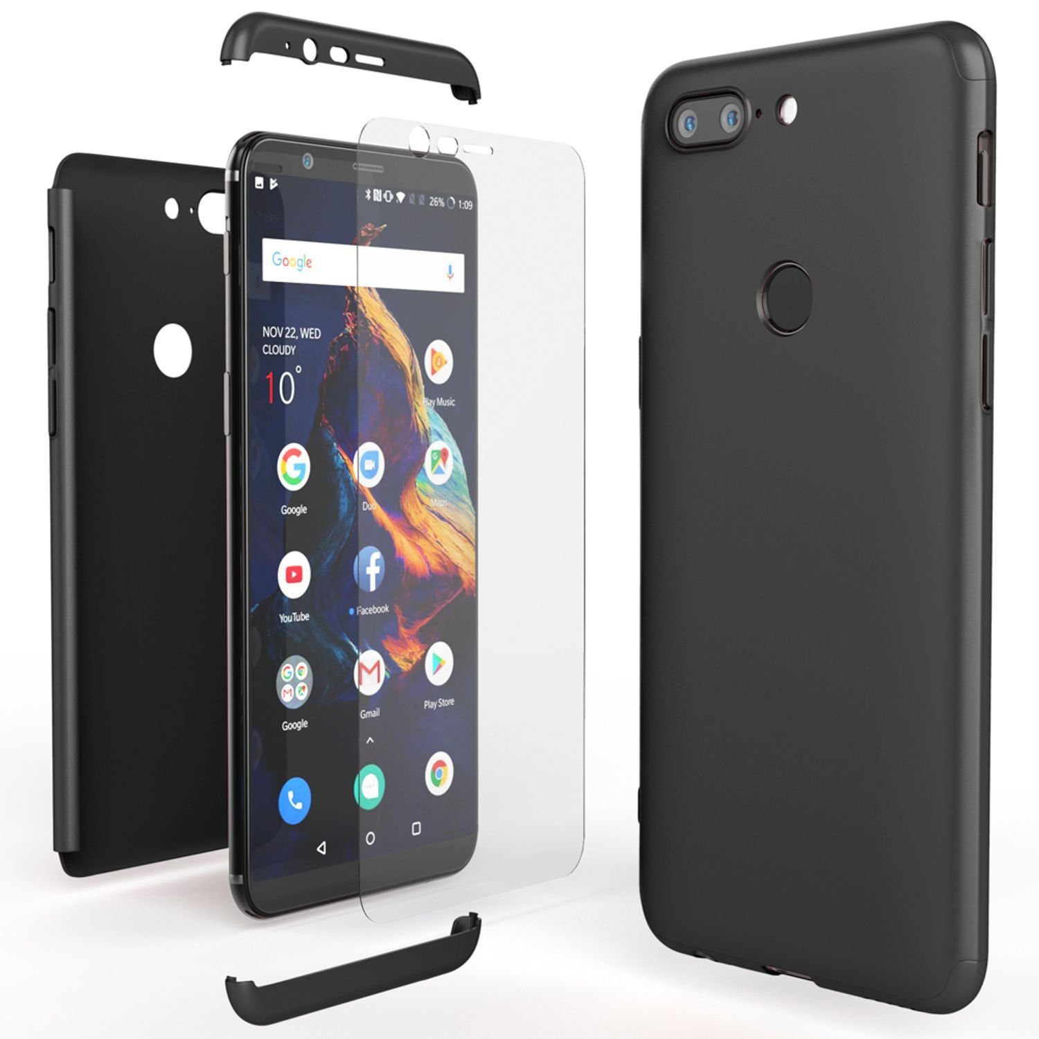 Nalia Handyhülle Oneplus 5t 360 Grad Hülle Rundumschutz Hardcase