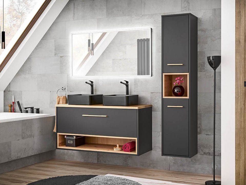 Einfachgutemoebel Waschtisch Set Badmöbel Set 3 Tlg Borneo 120cm