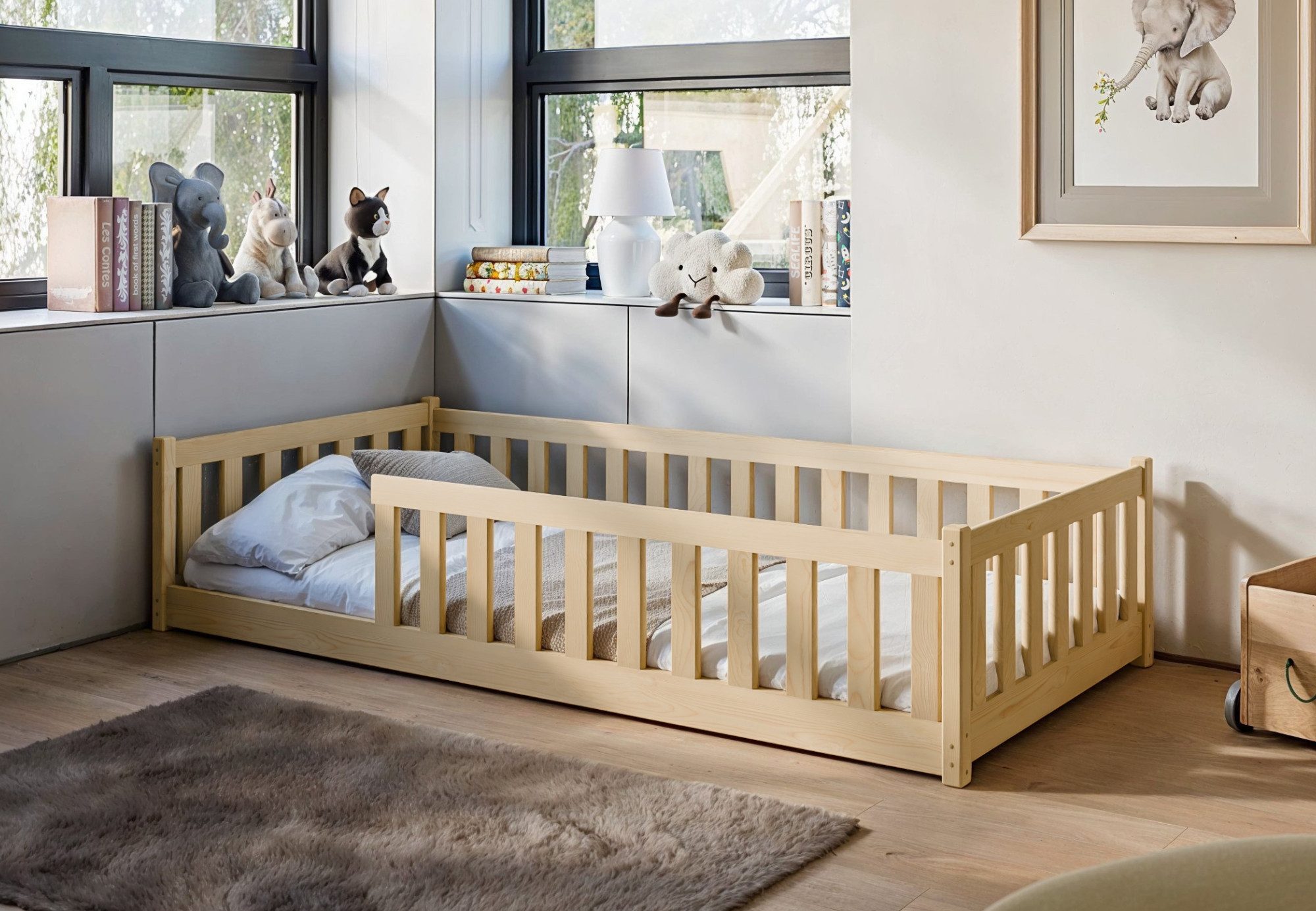 Kids Collective Kinderbett Bodenbett Bett mit Rausfallschutz ...