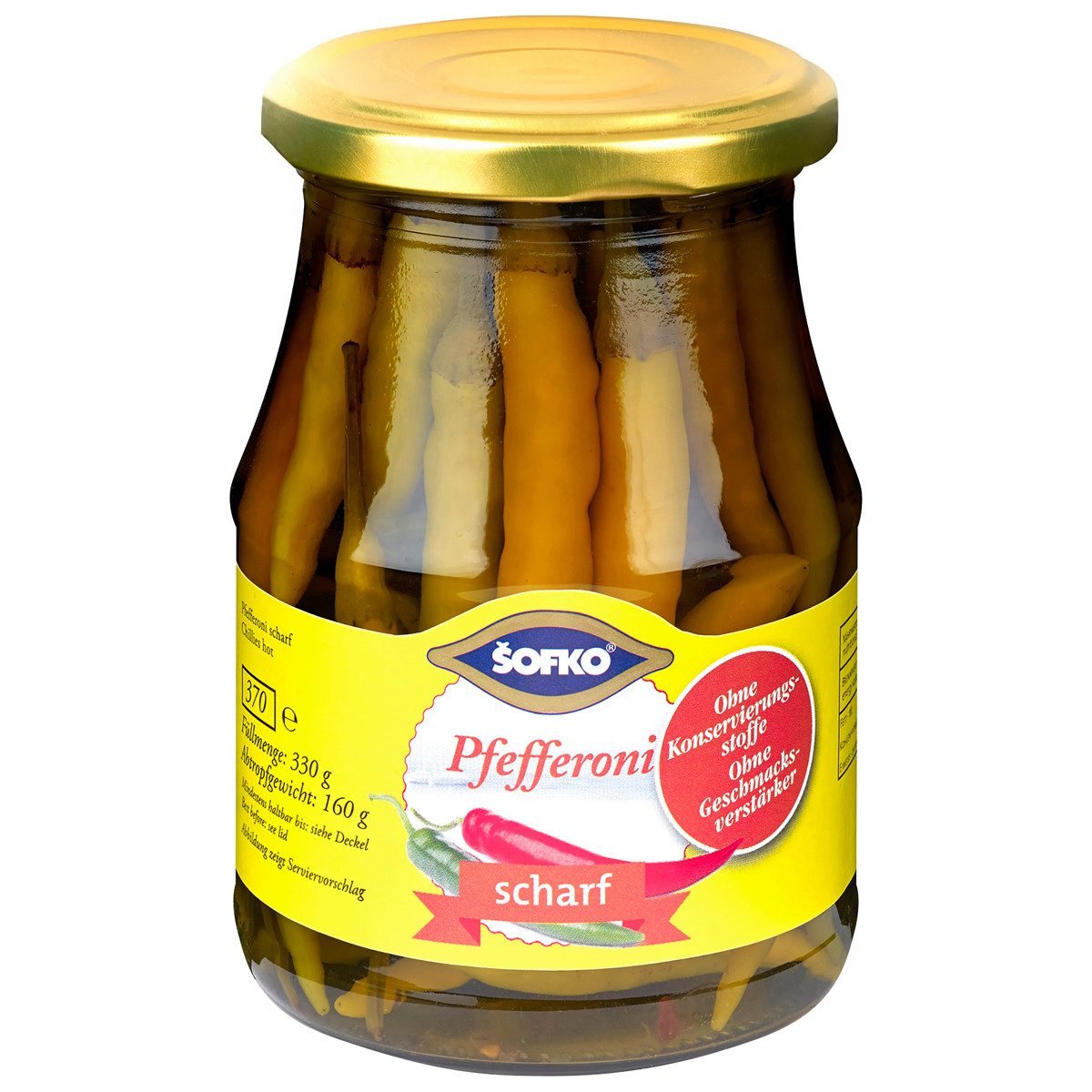 SOFKO Gemüsekonserve, Sofko Pfefferoni ganze grüne scharf Pefferoni mit ...