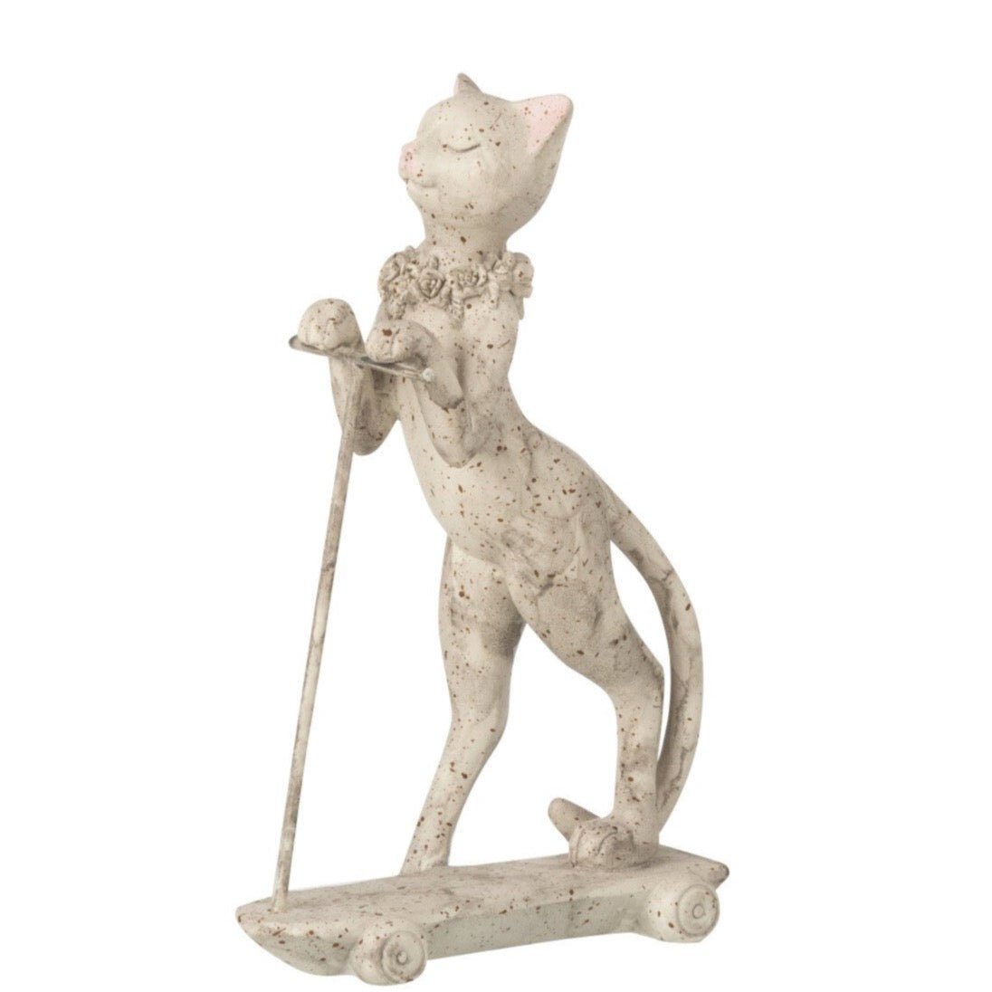 Gilde Dekoobjekt Katze Auf Einem Roller Aus Poly In Grau Ein
