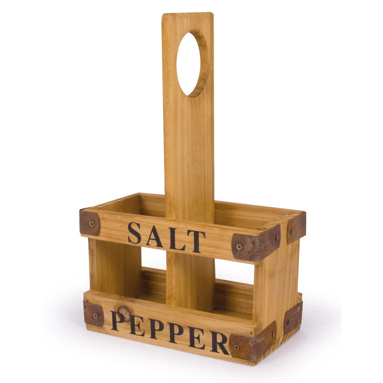 Macosa Home Menage Menagenkorb Braun Holz Metall Vintage für Gewürzmühlen, (Gewürzständer Tisch ...