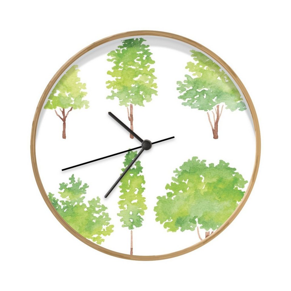 Muchowow Wanduhr Aquarell Baum Uhrwerk Wohnzimmer Küchenuhr