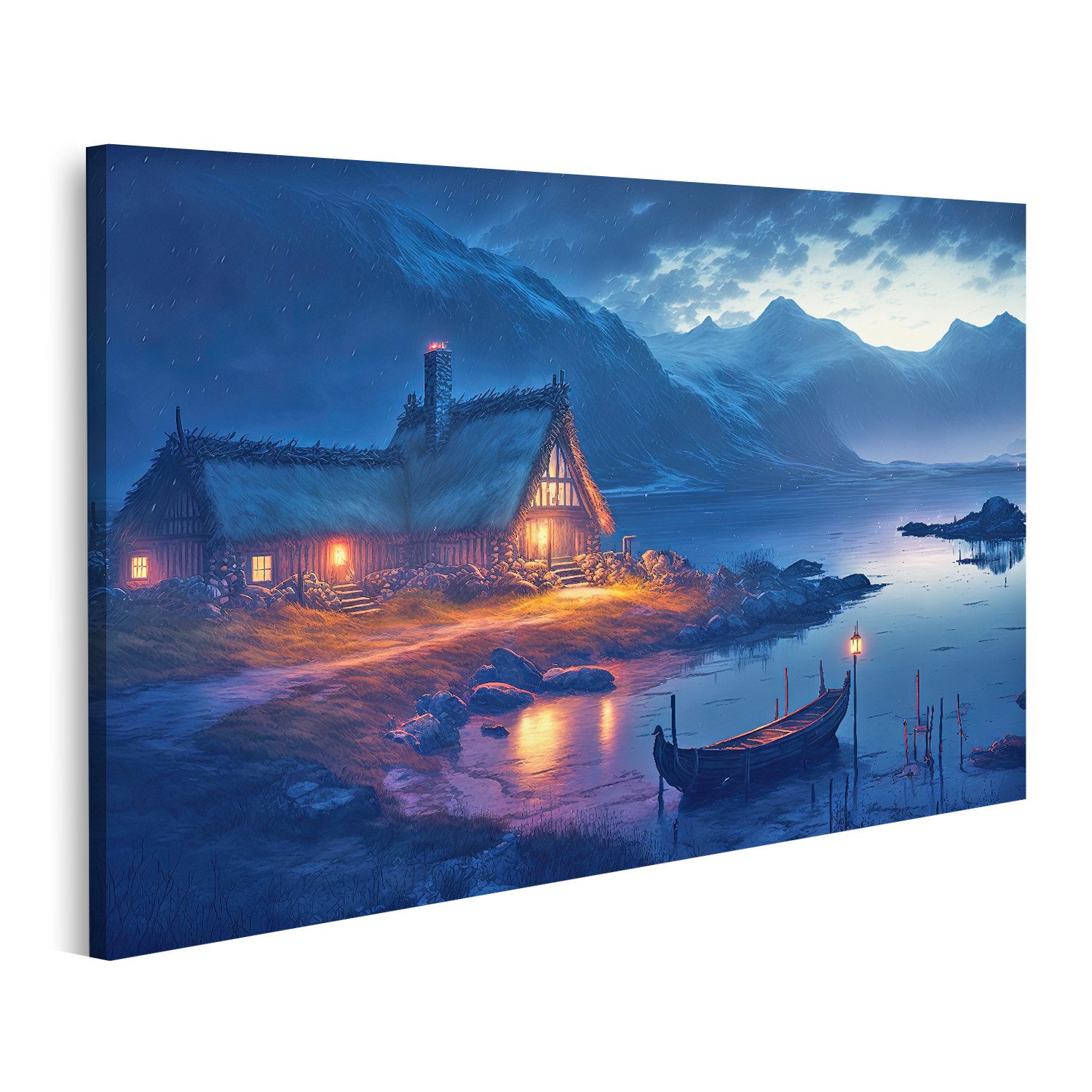 islandburner Leinwandbild Wikinger haus See Ai Midjourney KI Bilder