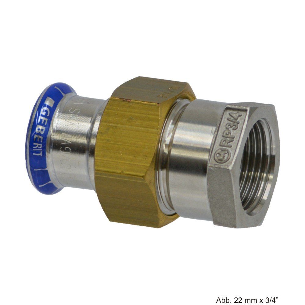 GEBERIT Wasserrohr Geberit Mapress Edelstahl Übergangsverschraubung mit ÜWM Messing, 15mm