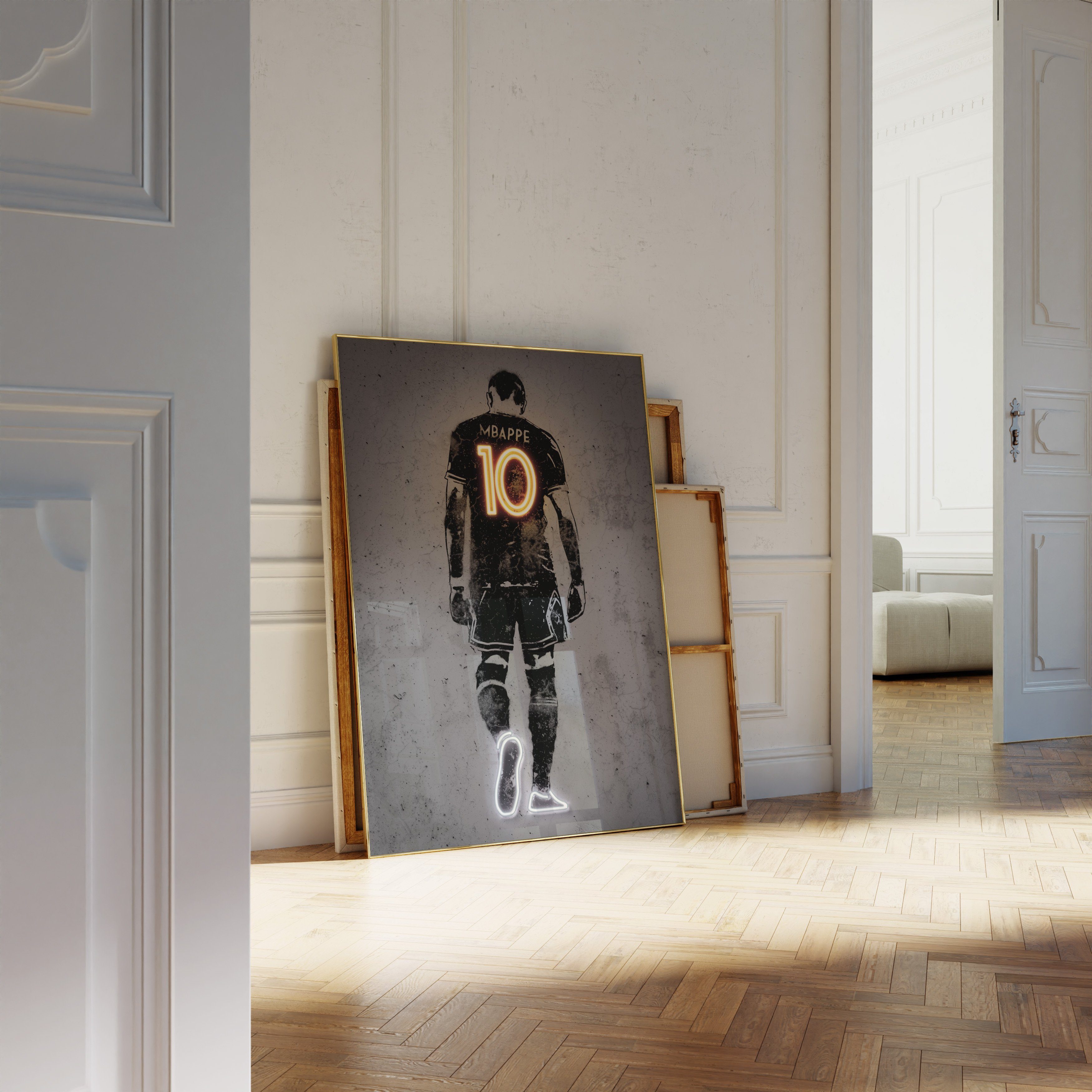 JUSTGOODMOOD Poster Premium ® Kylian Mbappe Fußball Poster· Neon Effekt ...