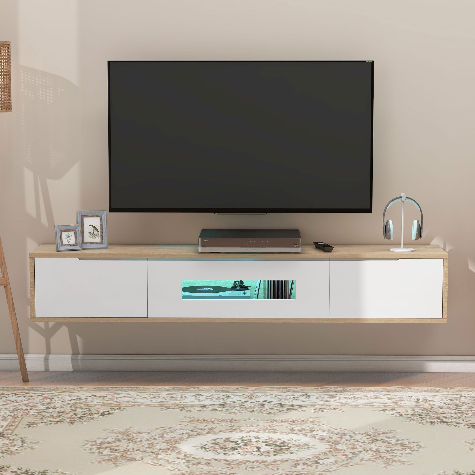 Blingbin Tv Schrank Hochglänzender Lowboard Mit Led Beleuchtung Breite