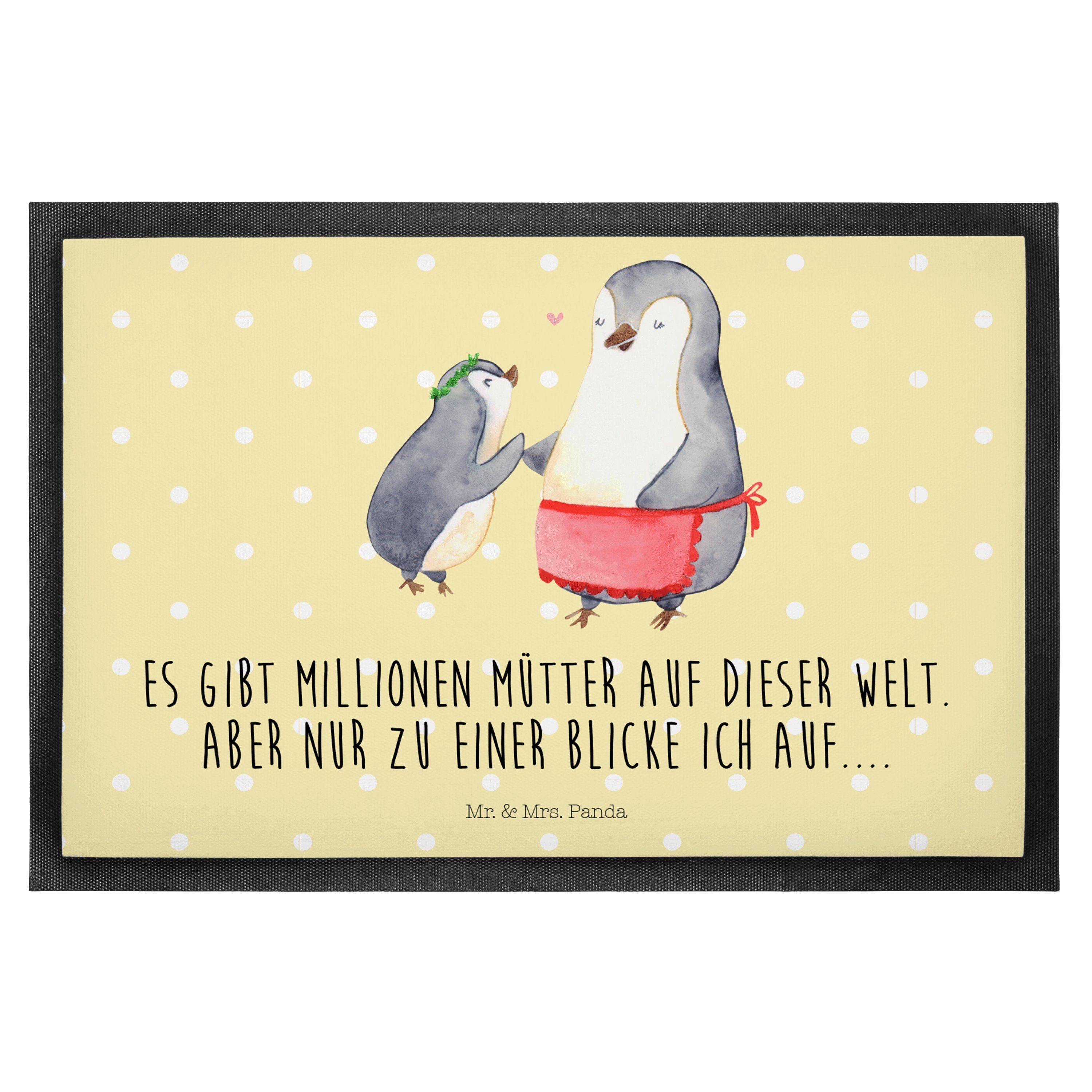 Fußmatte 40 X 60 Cm Pinguin Mit Kind Gelb Pastell Geschenk