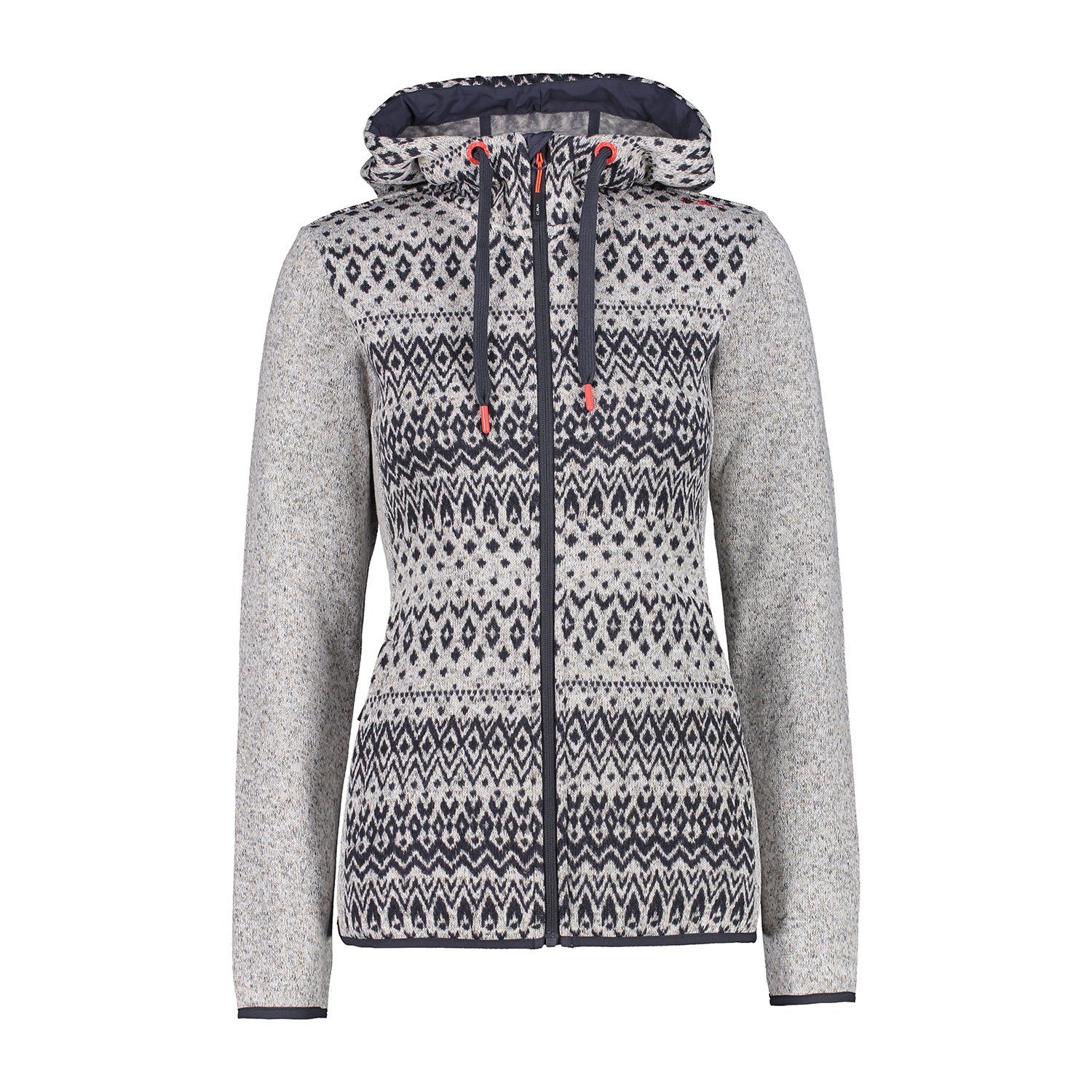 Cmp Strickjacke Cmp Damen Strickfleecejacke Print Mit Kapuze 31h17
