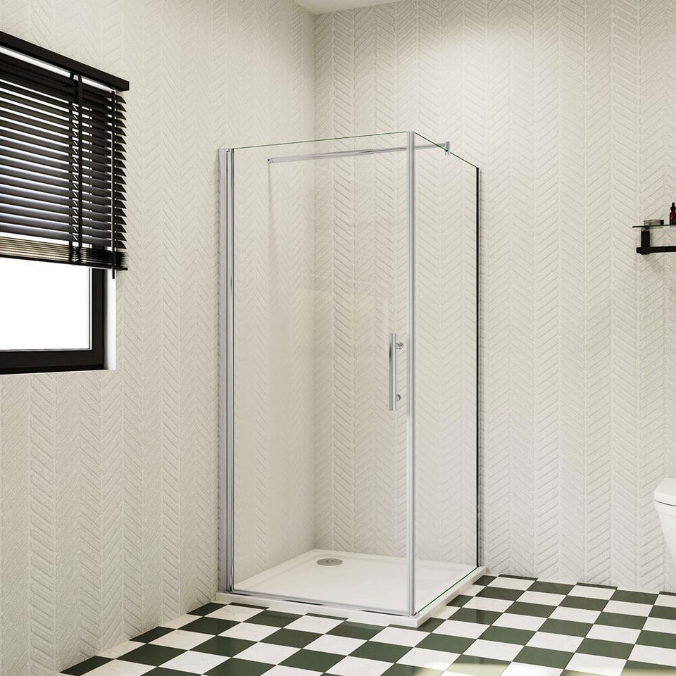 Duschspa Eckdusche 195cm Esg Nano Glas Drehtür Seitenwand Duschkabine