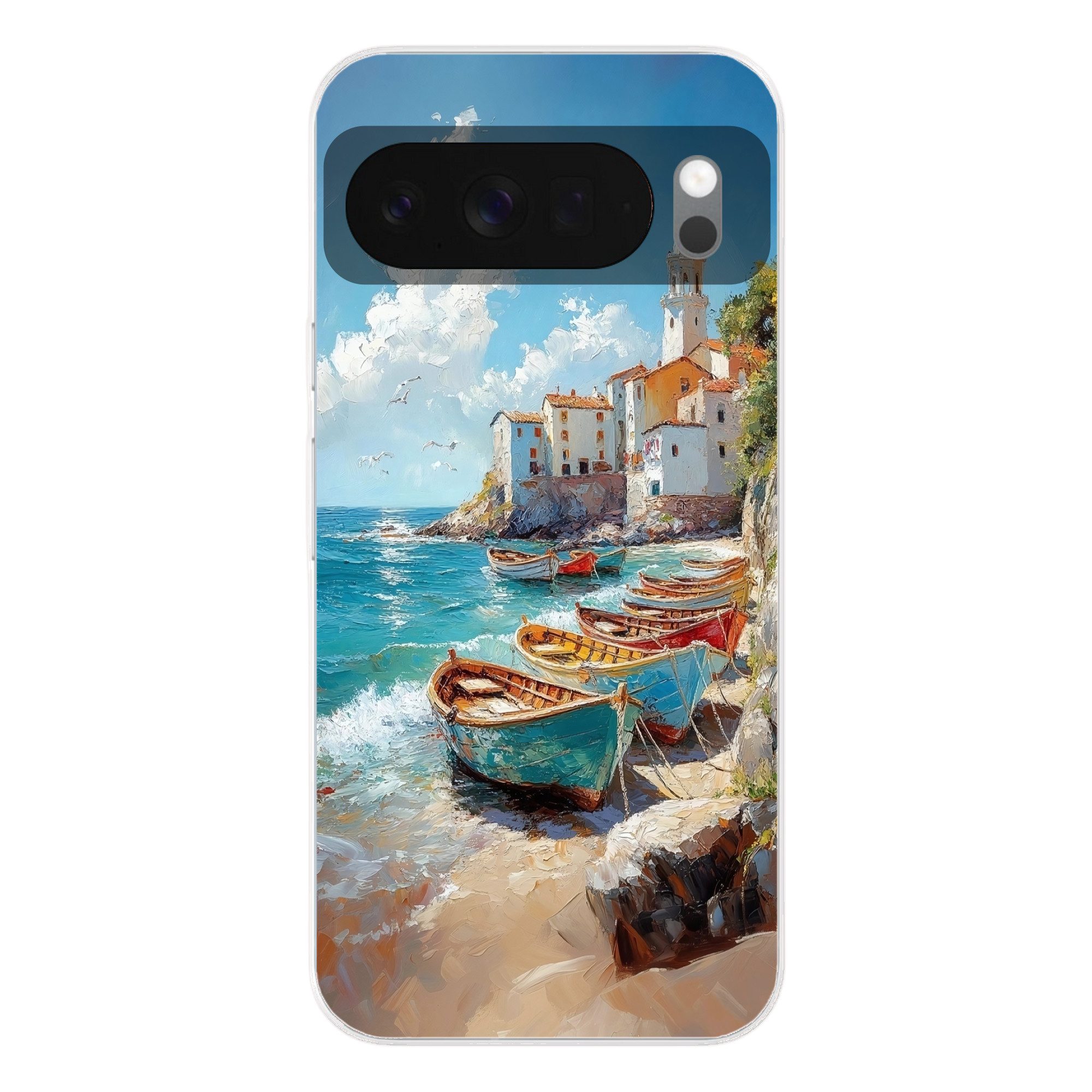 MuchoWow Handyhülle für Apple iPhone 12 Pro Segelboot - Sonne - Pier ...