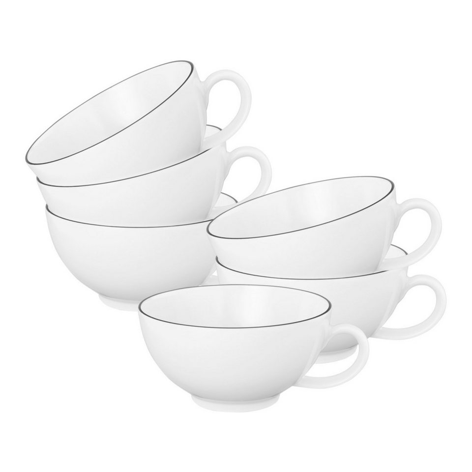 Seltmann Weiden Tasse Lido Black Line Teetassen 200 Ml 6er Set Porzellan