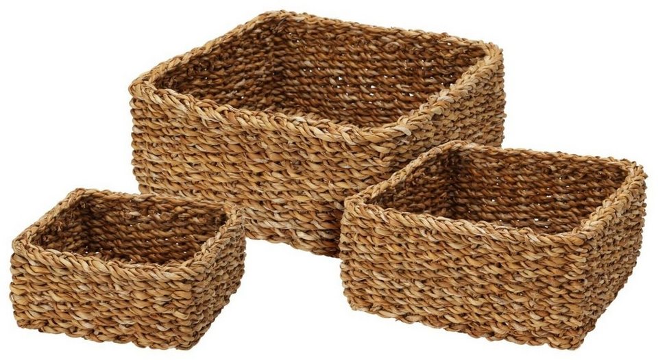 Meinposten Dekokorb 3 Körbe Aufbewahrungskörbe Seegras Korb Dekokorb
