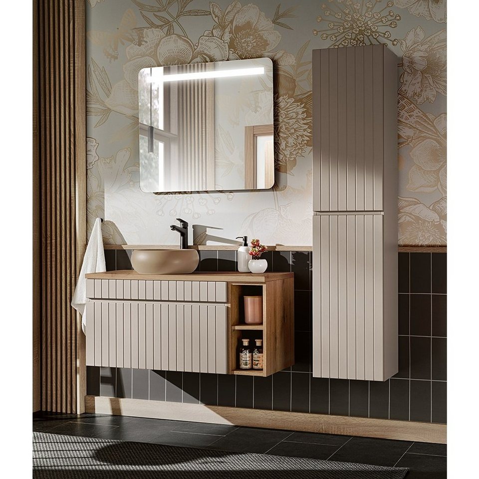 Lomadox Badmöbel Set Iraklio 56 Cashmere Spar Set 3 St Kaschmir