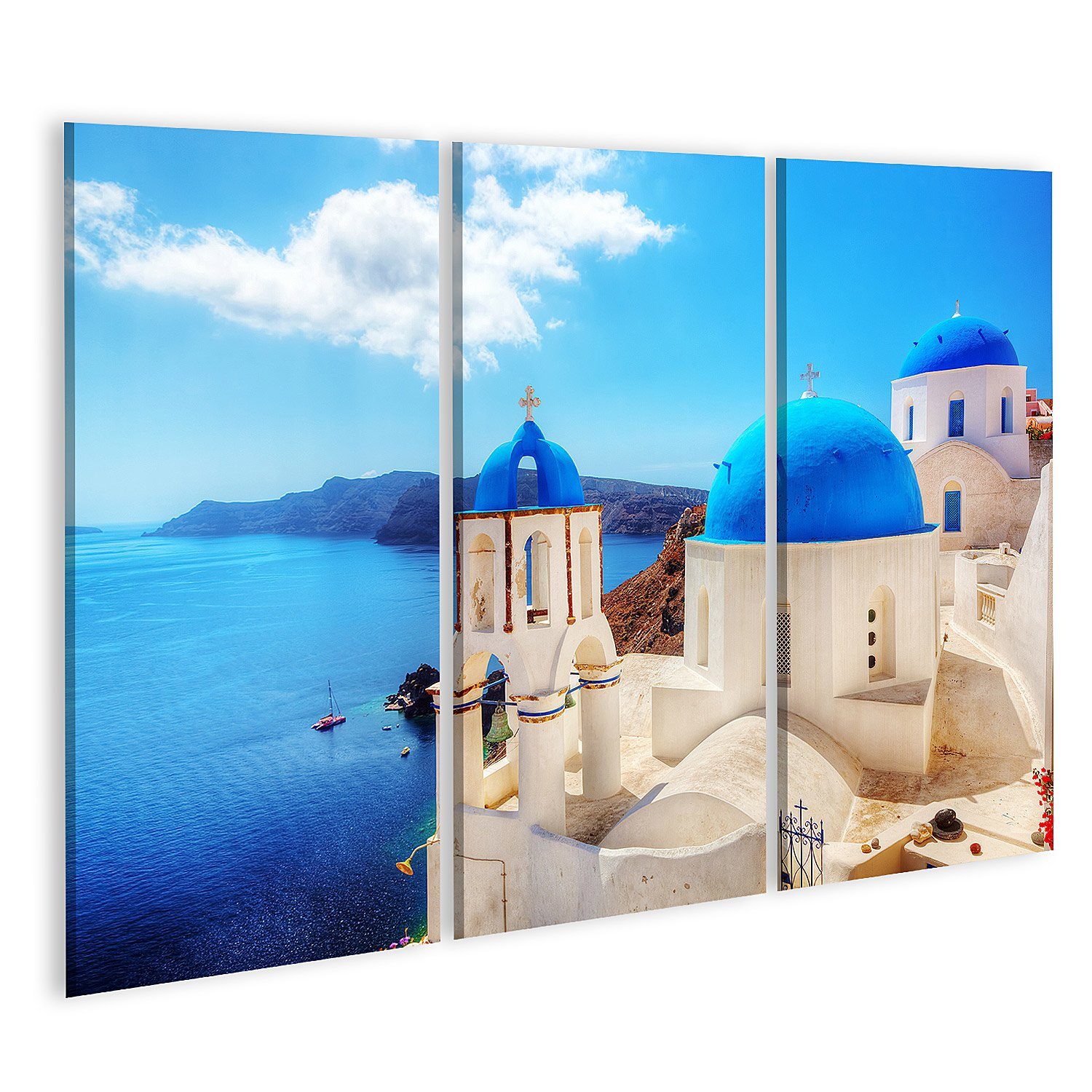 islandburner Leinwandbild »Bild auf Leinwand Oia Stadt Insel Santorini Wandbild Leinwandbild ...