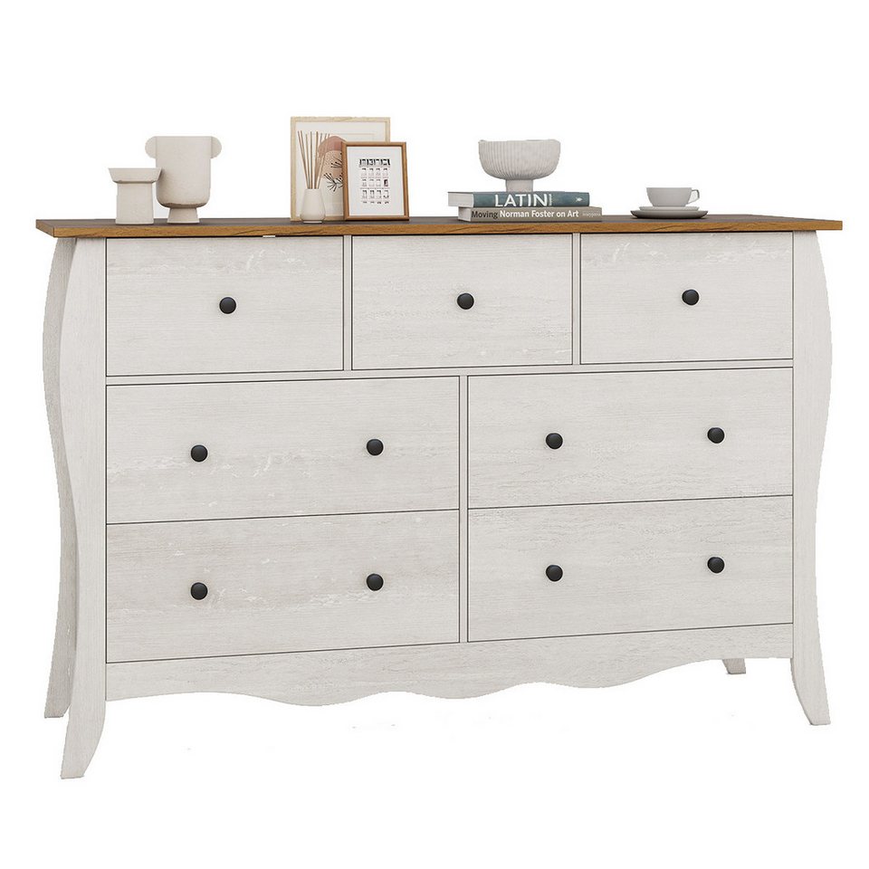 Costway Kommode Mit 7 Klappbaren Stoffschubladen Sideboard Holz