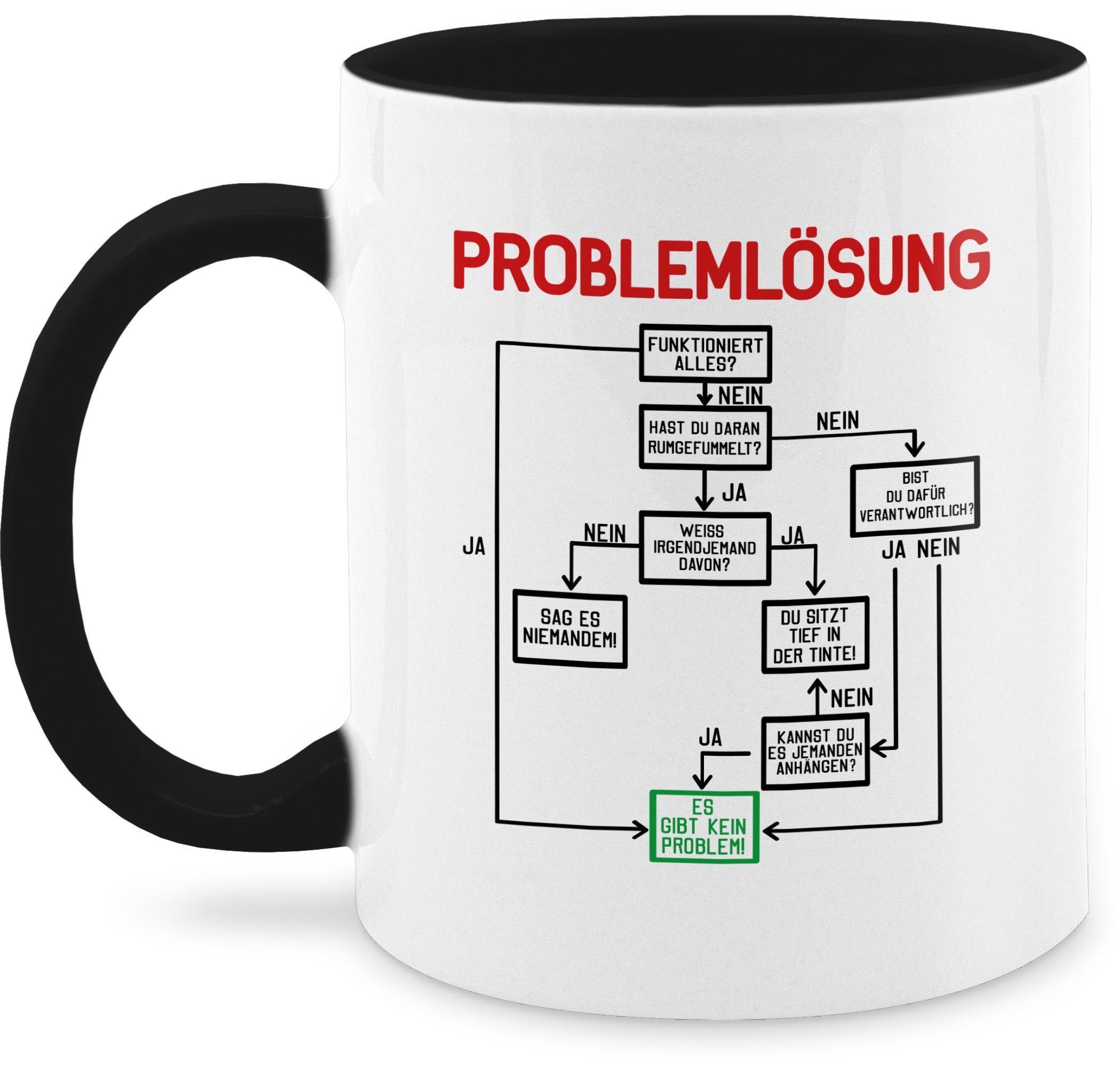 Shirtracer Tasse Problemlösung Schwarz Kaffeetasse Mit Spruch