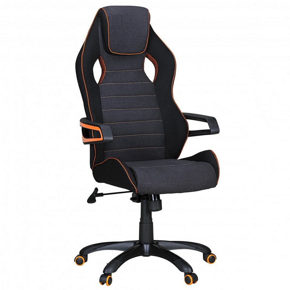 Amstyle Gaming Chair Spm1258 Stoff Schwarz Orange Bürostuhl Xxl 120