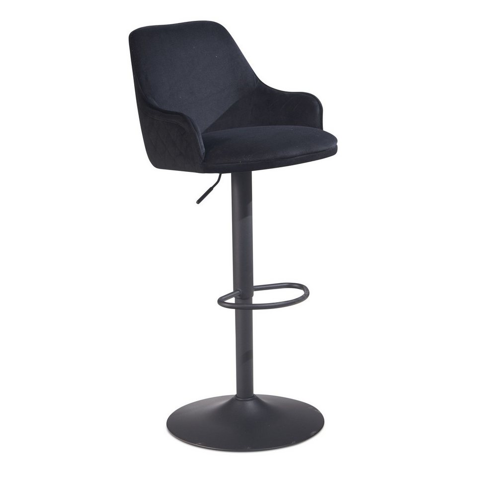 Finebuy Barhocker Fb60340 Samt Schwarz Hocker Mit Lehne 86 106 Cm