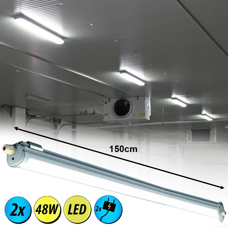 Etc Shop Außen Deckenleuchte 2er Set 48 Watt Led Decken Wannen Lampen
