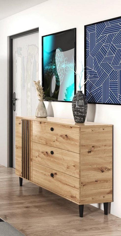 Beautysofa Kommode L3 Eintürig Stauraumkommode Mit Drei Schubladen