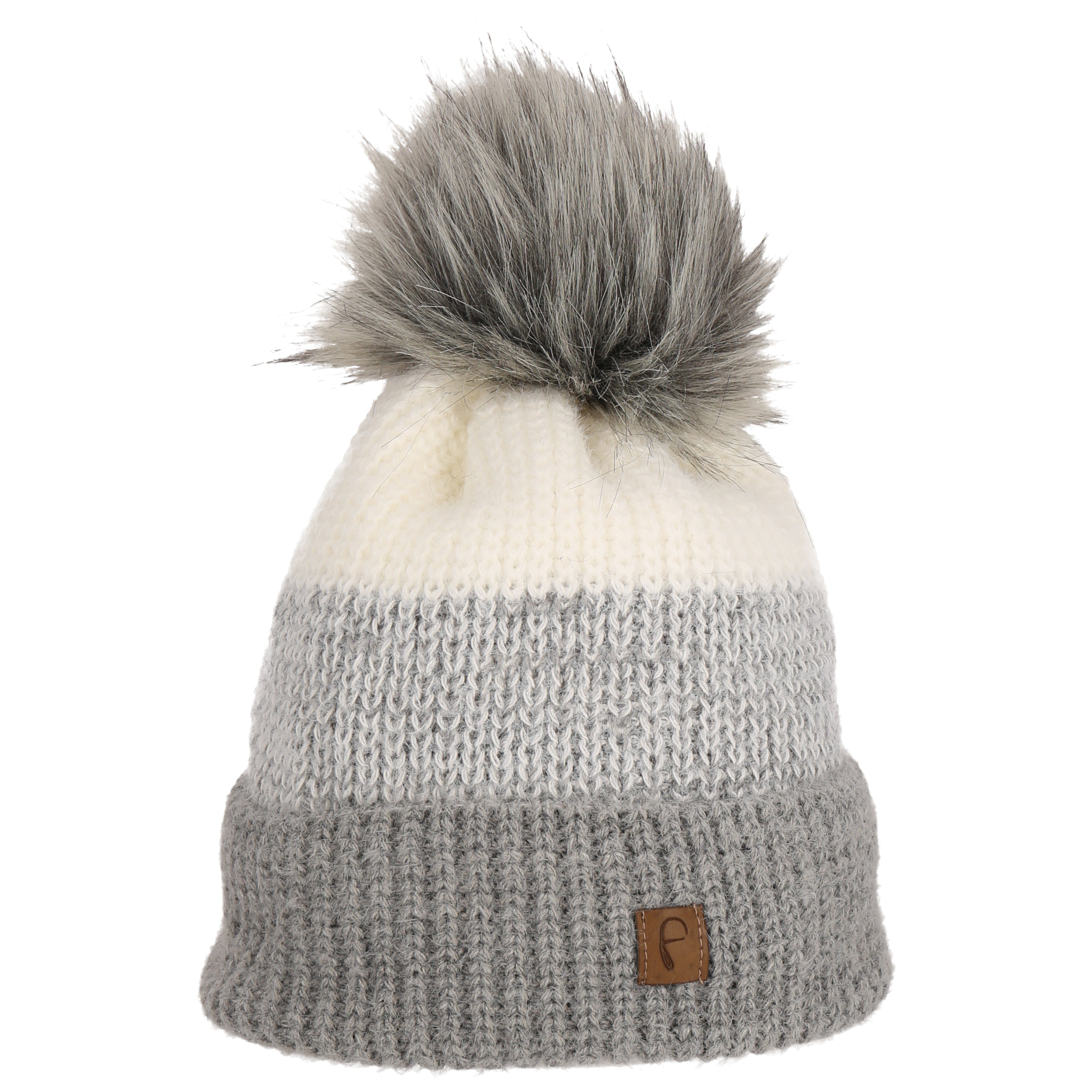 Faera Bommelmütze Wintermütze warm gefüttert mit Kunstfell Bommel-Mütze ...