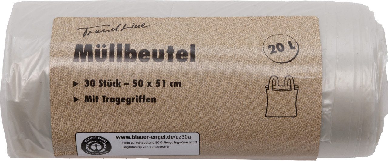 Trend Line Müllbeutel Trendline Müllbeutel 20 L, transparent+Tragegriff, Müllsack, Mülltüte
