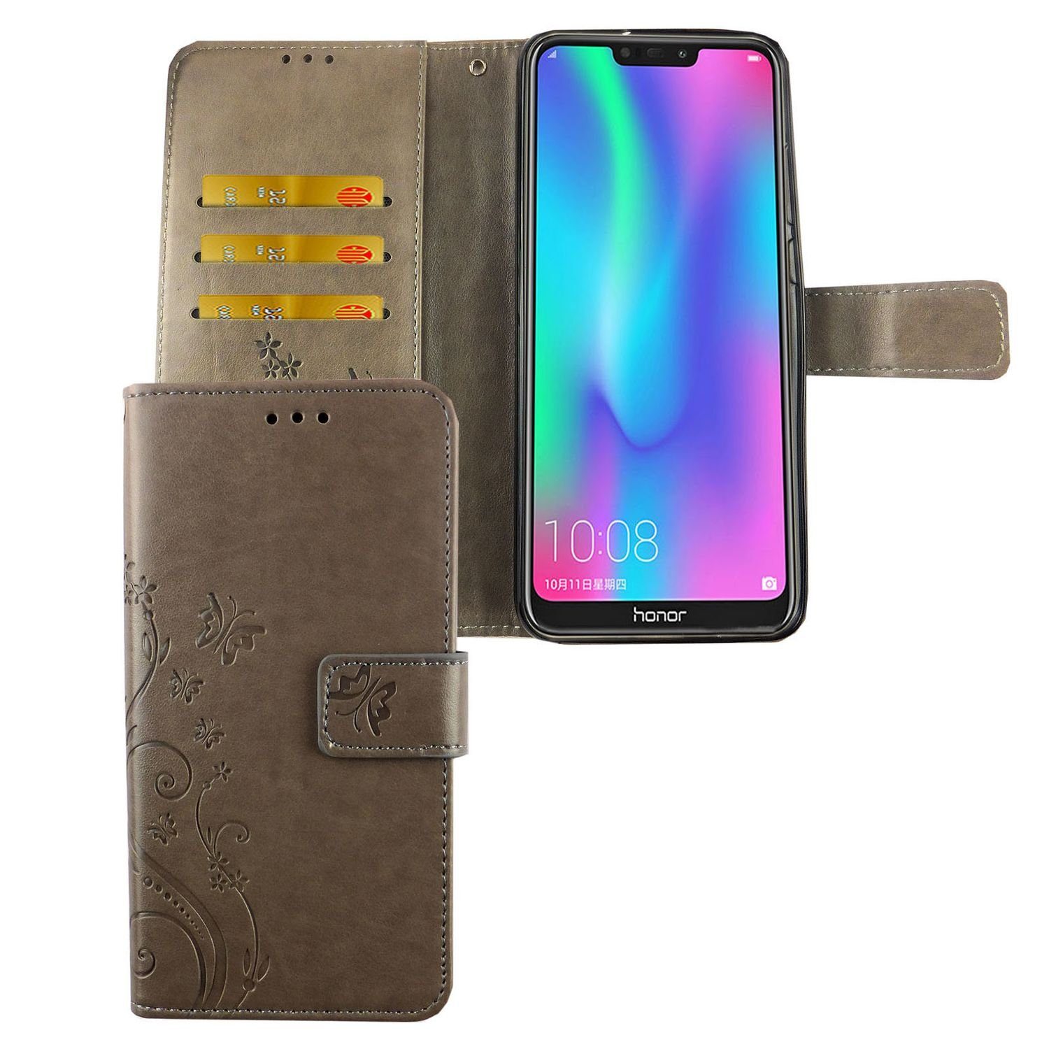 König Design Handyhülle Huawei P Smart 2019 Handyhülle Bookcover Grau