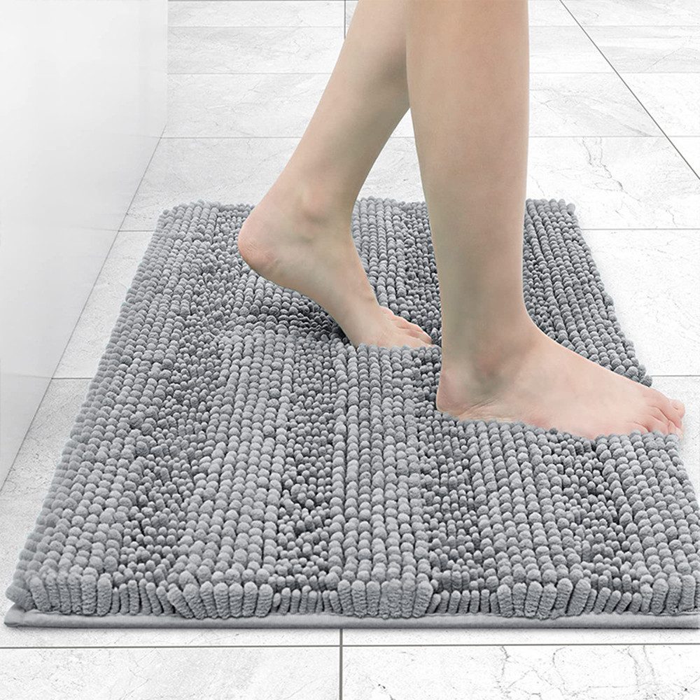 Badematte Chenille Badezimmerteppich Matte Shaggy Badteppich 41x61cm ...