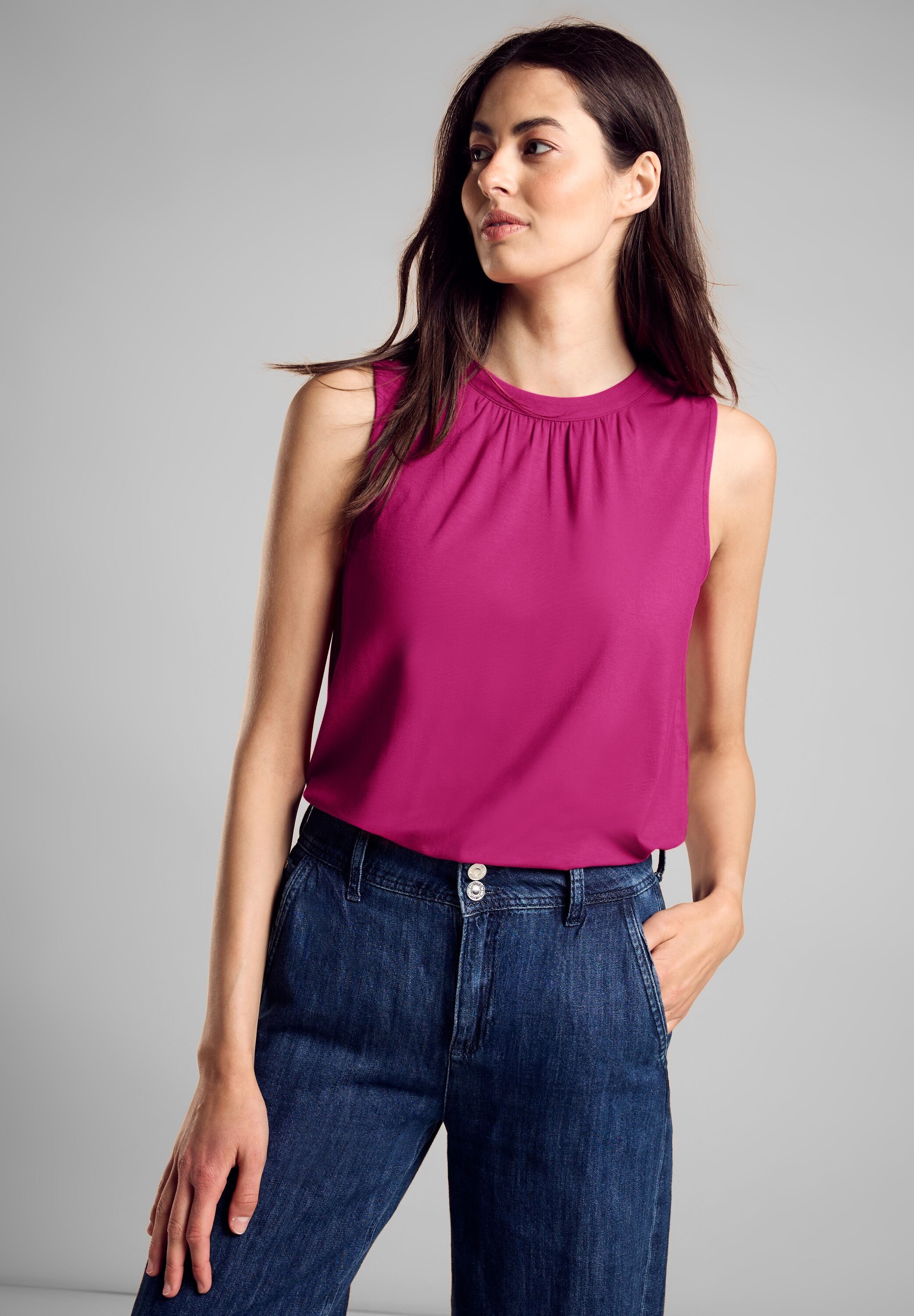 Street One Shirttop Aus Einer Viskose Elasthan Mischung Feine Raffung