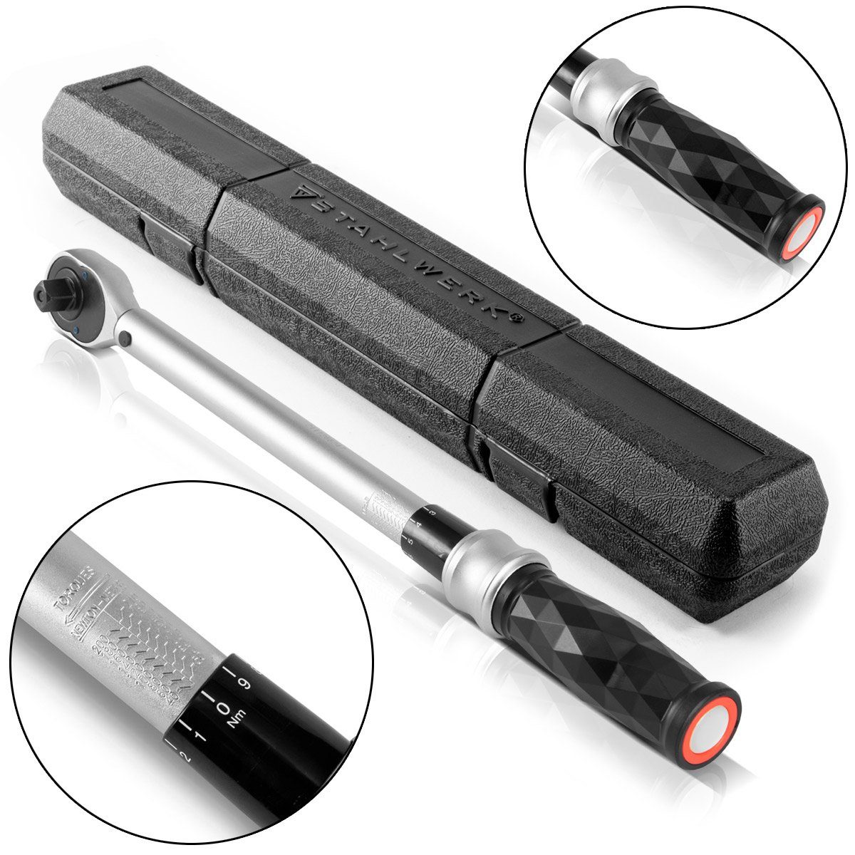 STAHLWERK Drehmomentschlüssel 1/2 Zoll aus Chrom-Vanadium-Stahl 40 bis 210 Nm