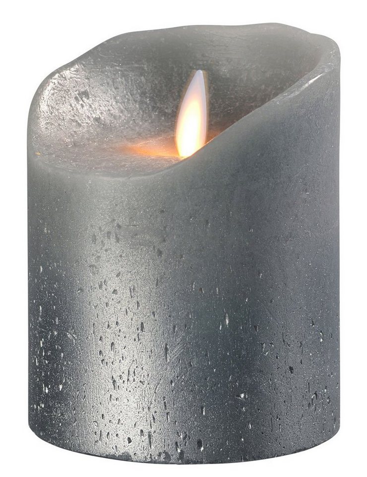 Sompex Led Kerze Flame Led Kerze Grau Metallic 10cm Kerze