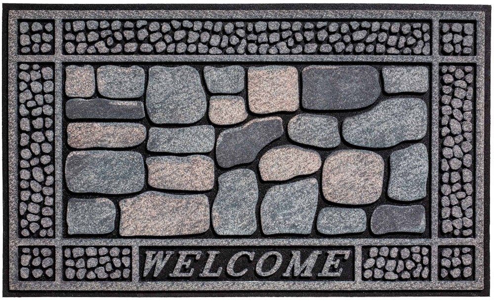 Fußmatte Fußmatte Gummimatte Welcome Grau Blaue Steine 45x75 Cm
