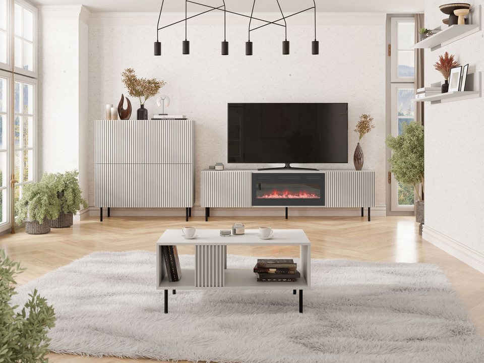 Mirjan24 Wohnzimmer Set Aruba V 5er Set 2x Wandregal Kommode Tv