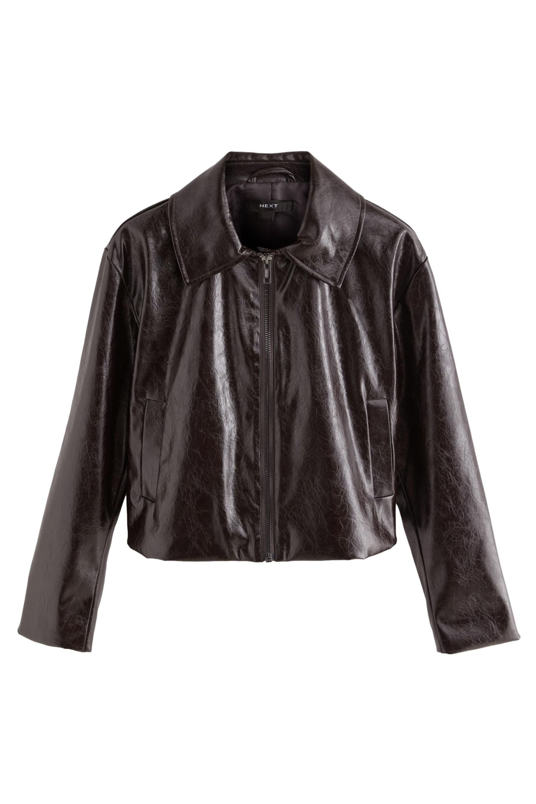 Next Lederimitatjacke Bikerjacke Aus Kunstleder In Knitter Optik 1 St