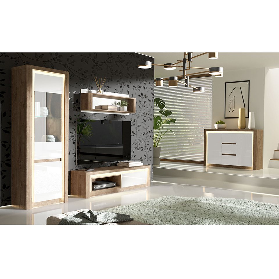 Lomadox Wohnwand Latina 161 4 St Lowboard Regal Vitrine Kommode