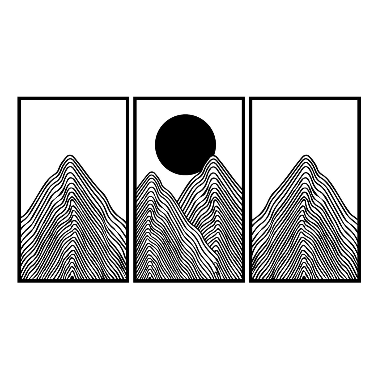 Jumpeak Wanddekoobjekt Linearer Bergkopf Wanddekor3 Stücksonne