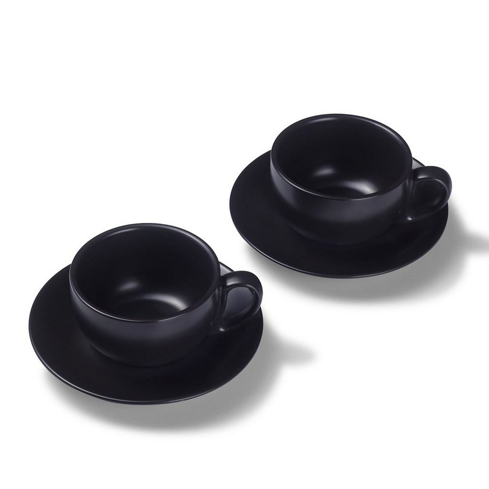 Terra Home Tasse 2er Milchkaffeetassen Set Schwarz Matt Komplett 350