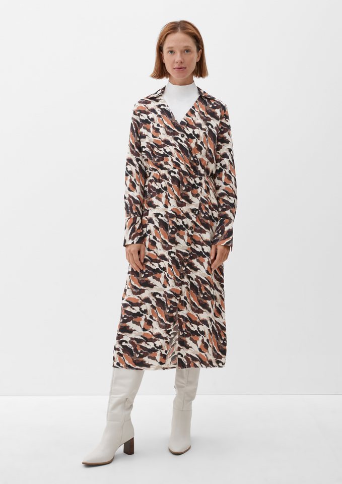Soliver Black Label Maxikleid Viskose Kleid Mit Knopfleiste