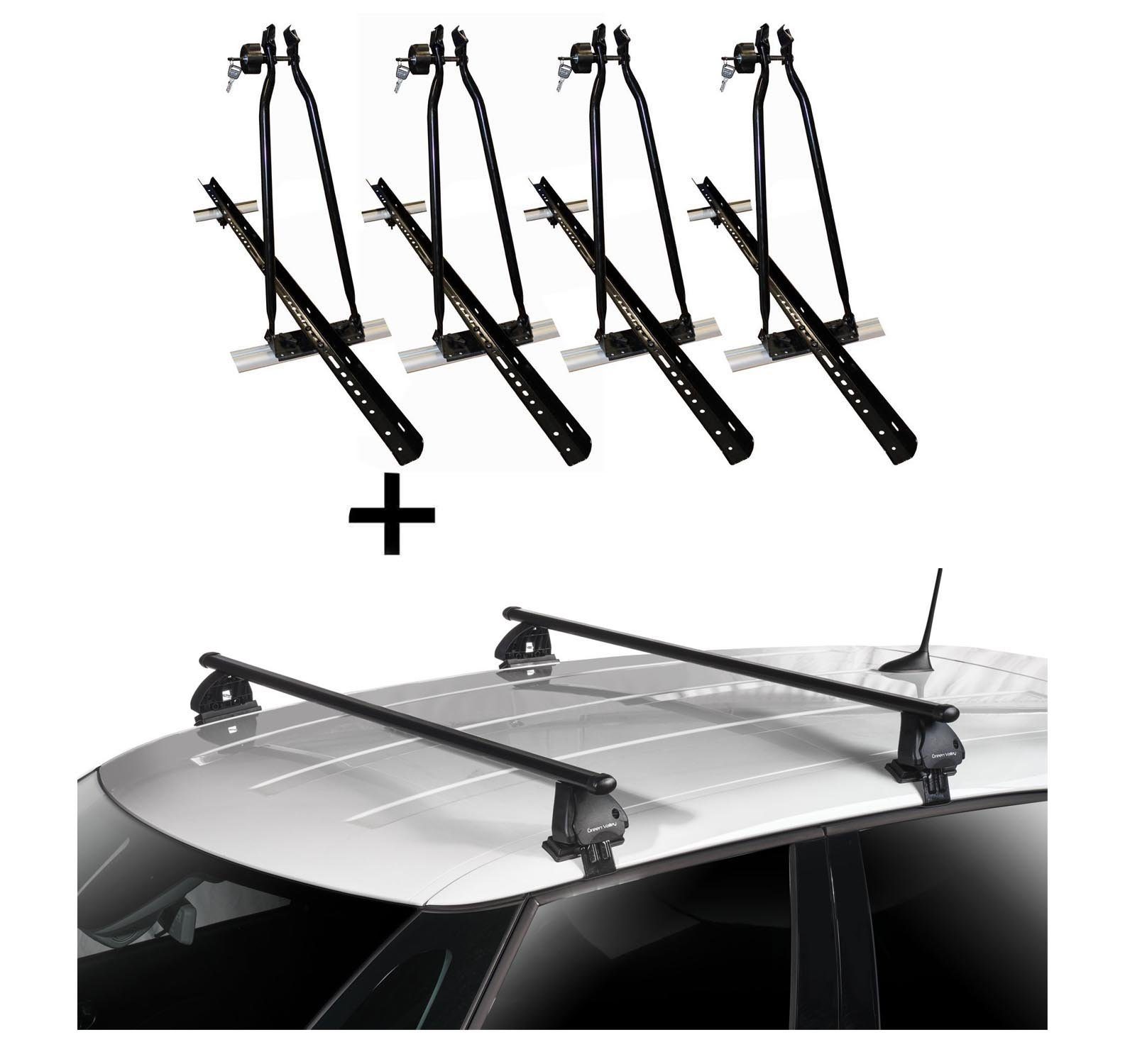 VDP Dachträger, 4x VDP Fahrradträger Dachfahrradträger + Dachträger VDP EVO Stahl kompatibel mit ...