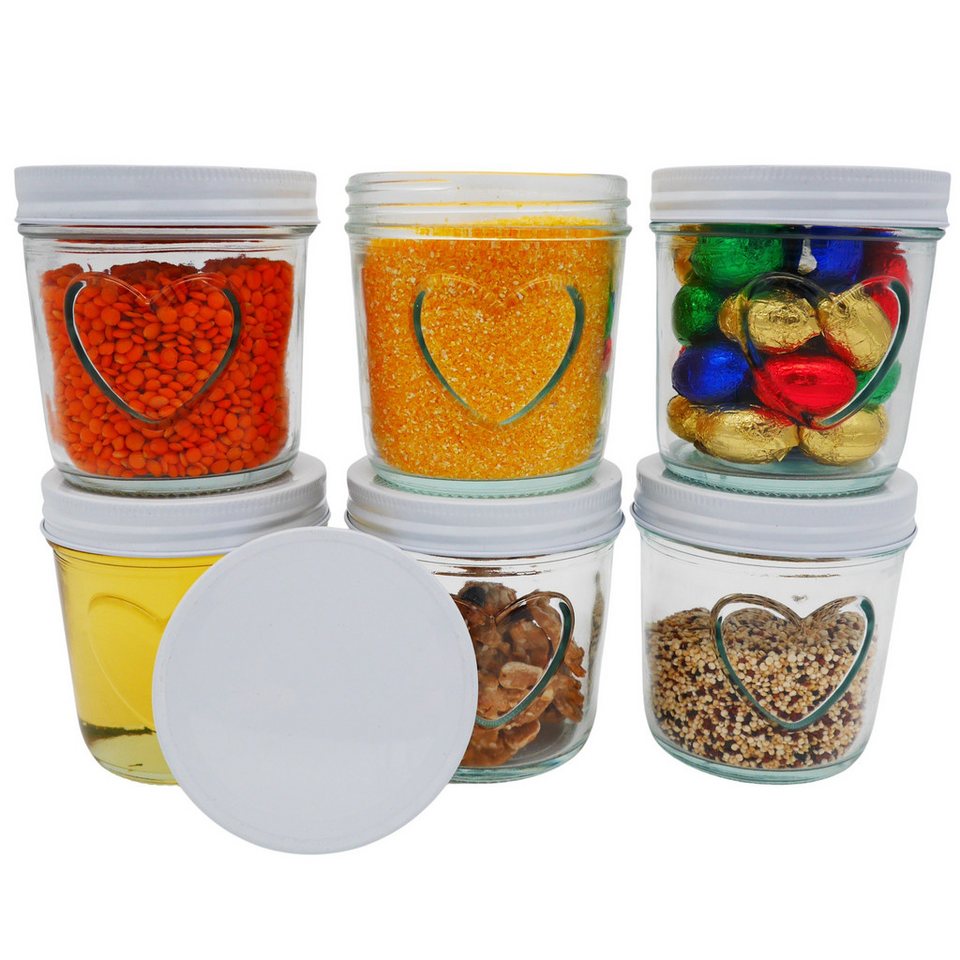 Megusta Einmachglas Mit Herz Im Glas 300 Ml 6er Set Deckel