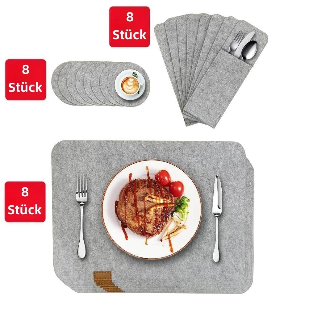 Platzset Tischset Filz 24 Tlg Platzdecke Komplettes Set Dakyam 24