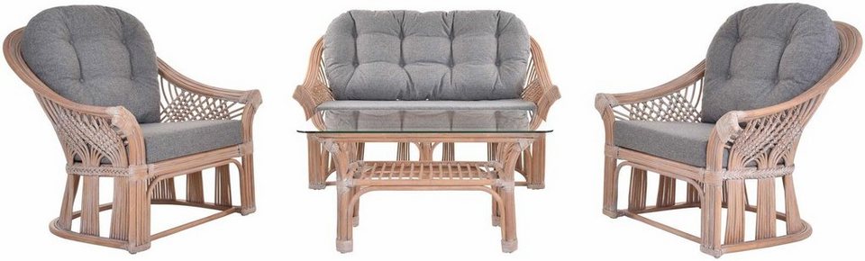 Krines Home Sitzgruppe Rattangruppe Atrium Wintergarten Rattan