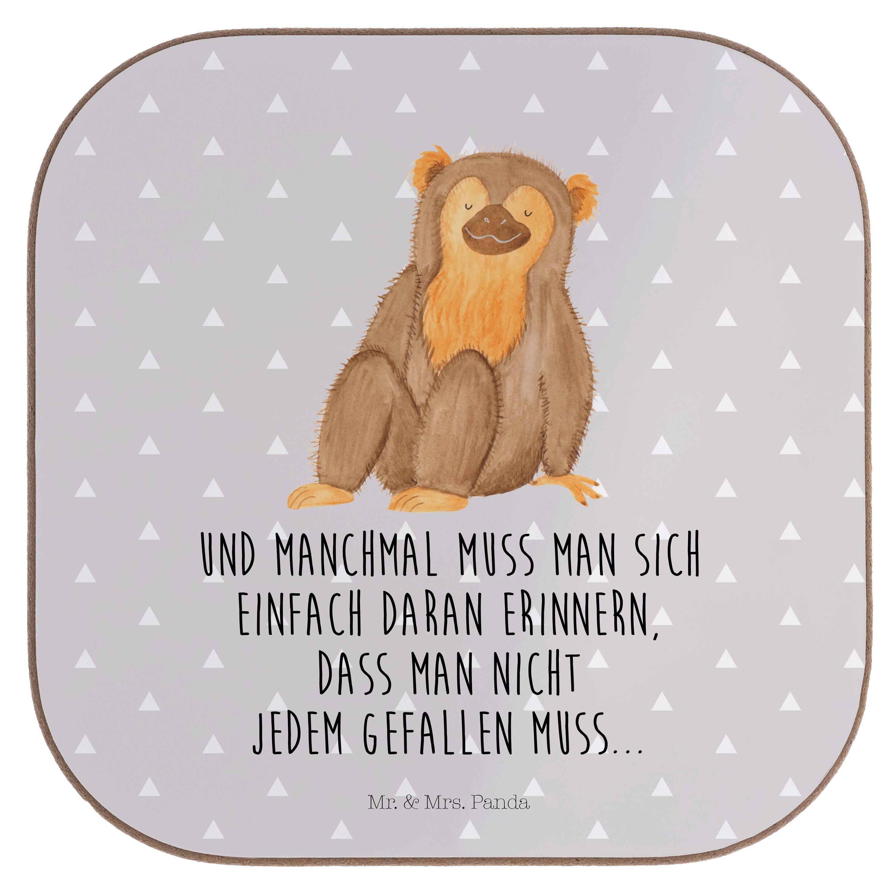 Mr. & Mrs. Panda Getränkeuntersetzer Affe - Grau Pastell - Geschenk, Untersetzer Design ...