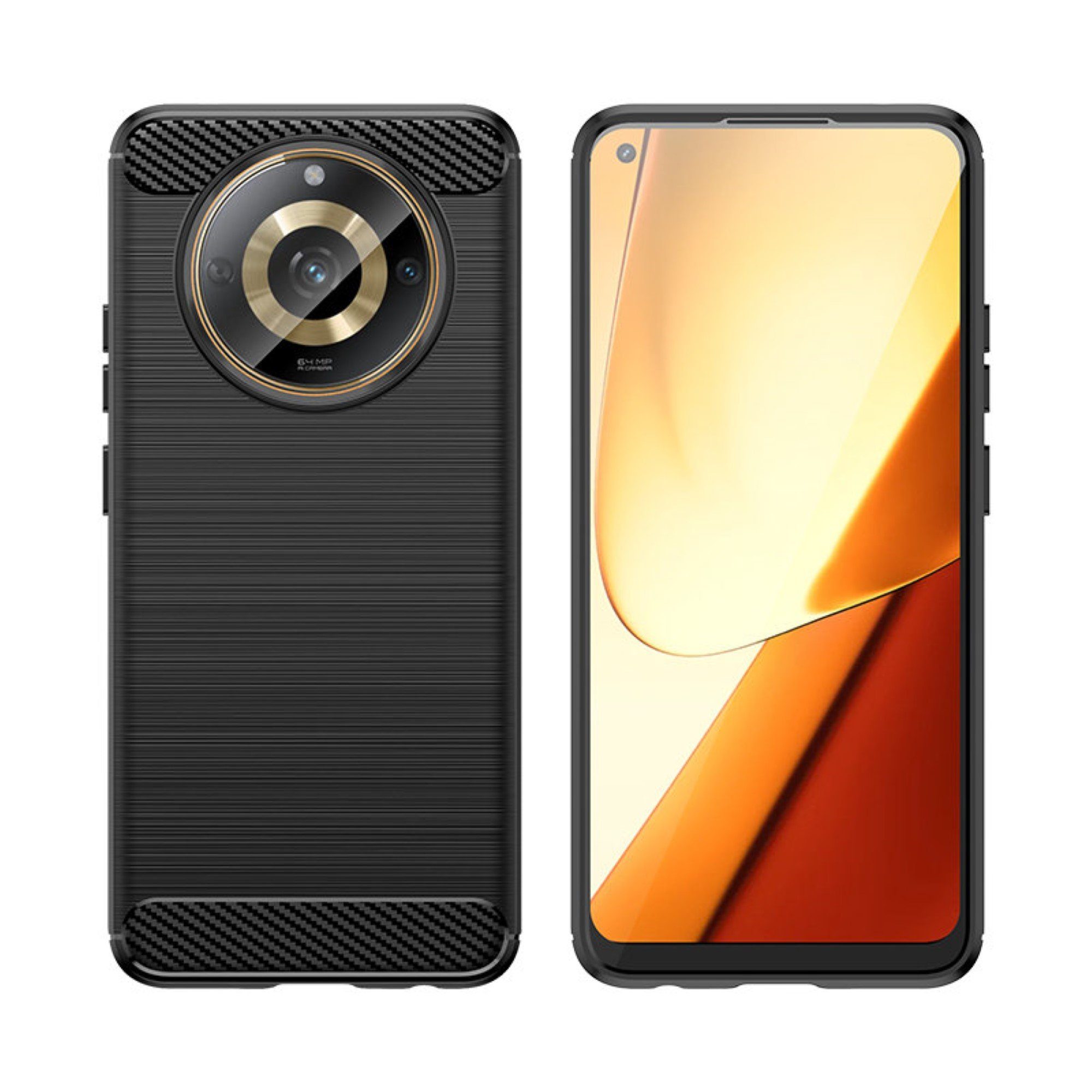 Cofi 1453 Handyhülle Carbon Case Für Realme 11 Flexible Silikon Carbon