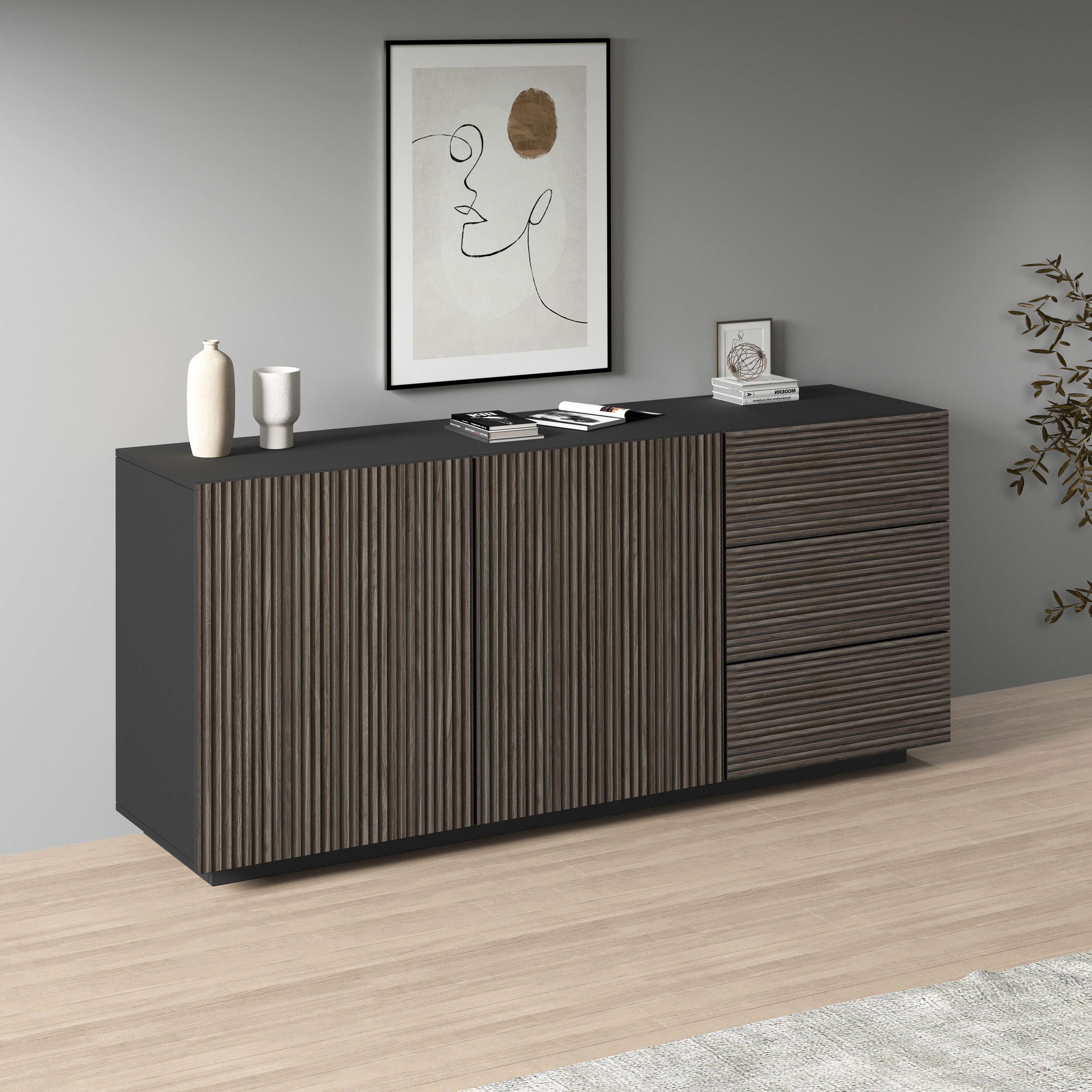 Inosign Sideboard Vega Sideboardkommode180 Cm Mit 2 Türen Und 3