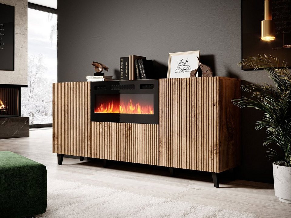 Mirjan24 Kommode Vamos 180 Mit Elektrischem Kamin Mehrzweckschrank