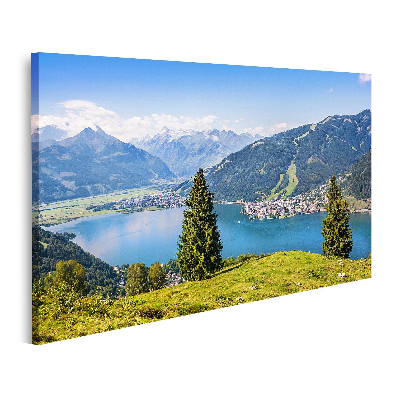 islandburner Leinwandbild Bild auf Leinwand Schöne Landschaft mit Alpen und in Zell Am See Öster