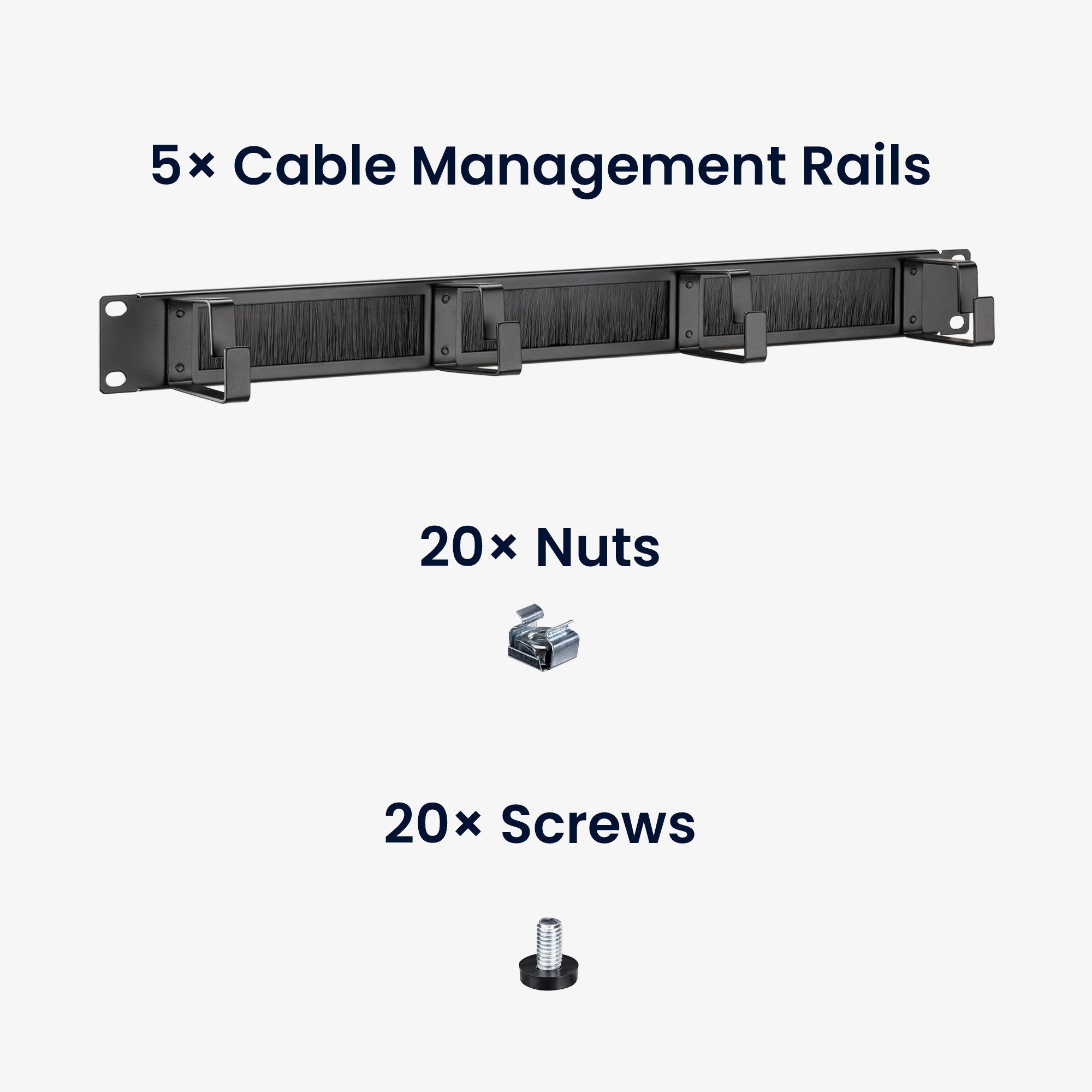 kwmobile Kabelführung 5x 19 Zoll Rack Kabelmanager - mit 4 Metallringen und Bürsten (5-St)